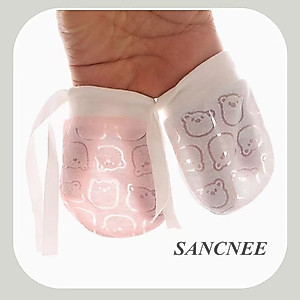 SANCNEE White Baby Mittens With String 0-6 Months,Newborn Gloves Boys Girls 4 Pairs…