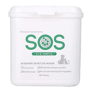 100Pcs Cat and Dog Eye Wash Wipes - 3.35 * 2.95in Pet Cleaning Grooming Deodorizing Wipes for Cat Dog Tear Stain Remover, Relief Allergies Symptoms, Runny, Dry Eyes