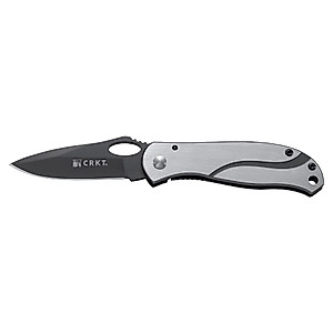 CRKT Pazoda EDC Folding Pocket Knife: Everyday Carry, Gray Ti Nitride Blade, Thumb Slot, Liner Lock, Stainless Handle, Pocket Clip 6480