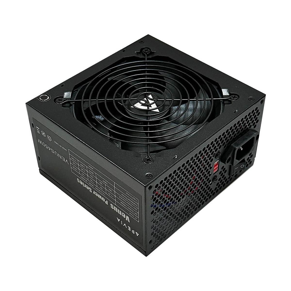APEVIA VENUS450W 450W ATX Power Supply with Auto-Thermally Controlled 120mm Fan, 115/230V Switch, All Protections