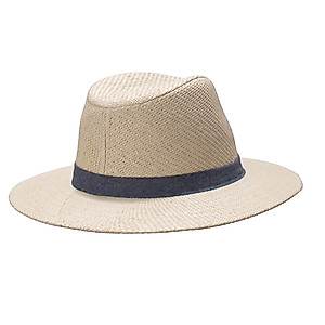 Dockers Men's Straw Fedora Hat, Navy, Large-X-Large