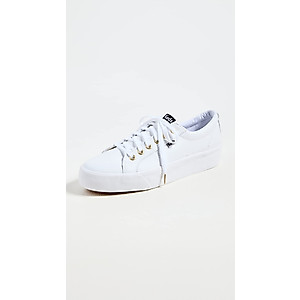 Keds Women's Jump Kick Duo Lace Up Sneaker, White/Gold, 10