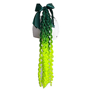 3T-SISTER Pigtails Accessory for Helmet Pigtail Ponytail Fluffy Hair for Motorcycle Bicycle Batting Skate Helmet or Other Helmets 1PCS 24inch /Many Colors (Helmet not Included) (Ombre Green)