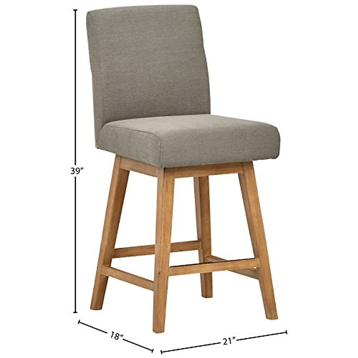 Amazon Brand – Stone & Beam Sophia Modern Swivel Kitchen Counter Height Stool, 39.4"H, Slate Grey