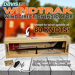 Davis WindTrak 15 Wind Vane Bundle for Sailing with J-Base Mount for Side, Top or Side Mounting (2 Items) - Wind Vane with Sapphire Jewel Suspension - Ideal Sailing Wind Indicator and Mount