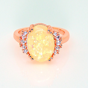 Ginger Lyne Collection Kennedy Simulated Oval Fire Opal Ring (11) Size 11