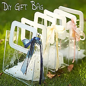 Clear Gift Bag with Handle, 8 Pcs Transparent PVC Gift Bag, Heavy Duty Reusable Gift Wrap Bags for Bridal Party, Baby Shower, Wedding Favor, Shopping Bag Bulk- 7"x4"x8"