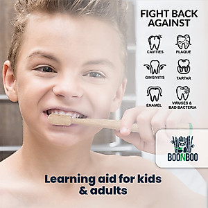 BOONBOO Bamboo Toothbrushes, Wooden Handle, Stand-Up, Pack of 4, Adult