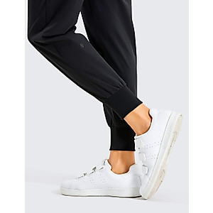 CRZ YOGA Women's Lightweight Workout Joggers 27.5" - Travel Casual Outdoor Running Athletic Track Hiking Pants with Pockets Black Medium