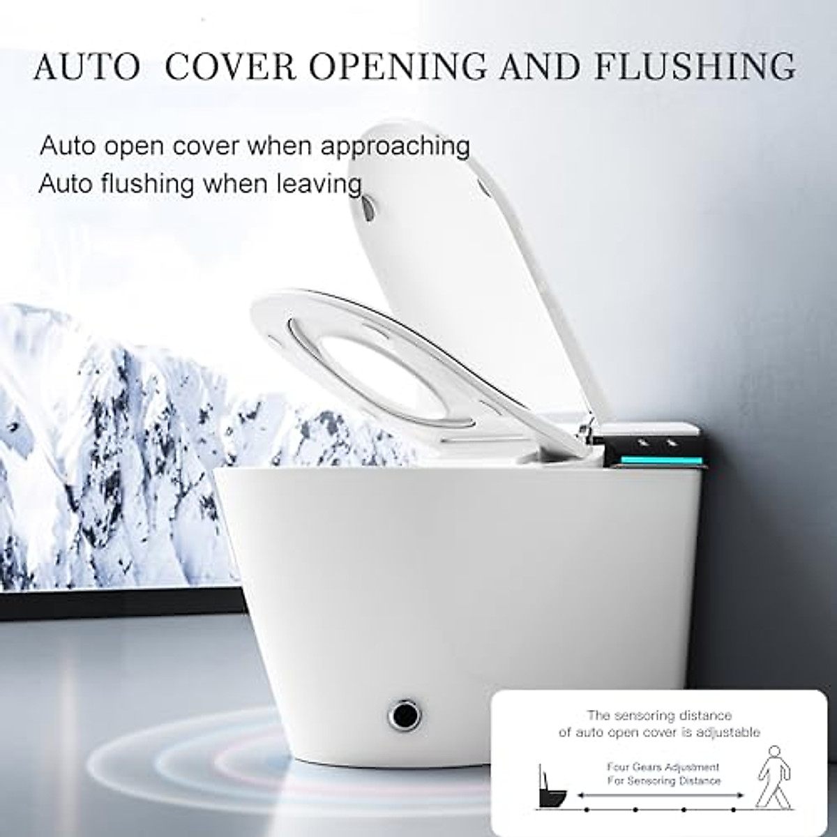 Smart Toilet with Auto Open/Close Lid, Bidet Toilet Pump-assisted, Blackout Flush, Heated Seat, Dual Auto Flush, Warm Water, Foot Sensor Operation, Tankless Elongated Toilets with LED Display