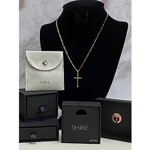 14K Yellow Gold Classic Cross Pendant with 1.9mm Figaro 3+1 Chain Chain Necklace - 20"