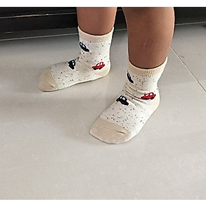 RATIVE Anti Skid Non Slip Slipper Cotton Crew Dress Socks With Grips For Baby Walker Toddlers Kids Boys 2T 3T (1-3T, 12-pairs/RB-71112)
