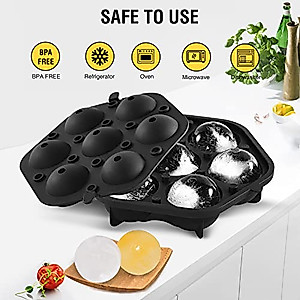 Ice Cube Trays Silicone, Sphere Ice Ball Maker with Lid for Whiskey and Cocktails & Bourbon, Reusable and BPA Free 1 Pack (7 ball ice tray)