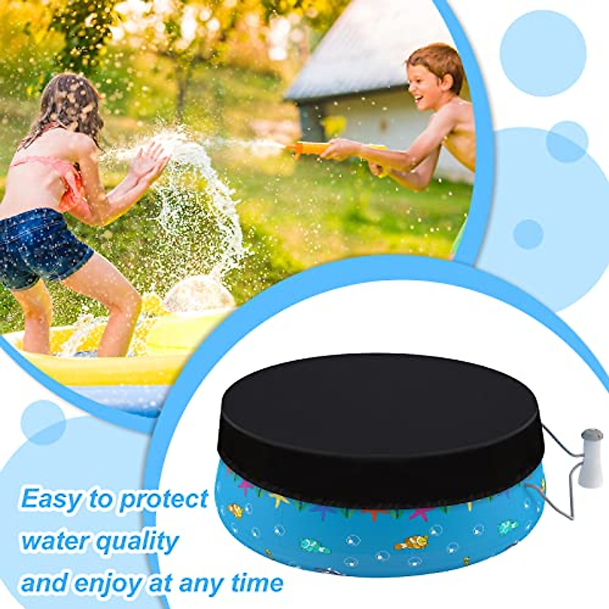 Hungdao Round Pool Cover, Solar Covers for Above Ground Pools Pool Cover Protector Waterproof Outdoor Hot Tub Cover for Outdoor Dog Kid (8 ft)