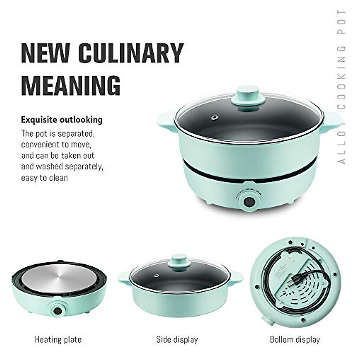 Electric Hot Pot with Induction Cooker Non-Stick Electric Skillet,Electric Pot for Cooking Burner with Shabu Shabu Pot Enjoy Chinese Hot Pot with Family and Friends 5.3QT Multi-Cooke