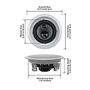 Acoustic Audio CS-IC63 in Ceiling 6.5" Speaker 3 Pair Pack 3 Way Home Theater 1800 Watt