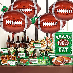 8PCS Football Balloons Garland 24inch Large Foil Mylar Sports Balloons Favors Rugby Balloon Bouquet Arch for Football Graduation Birthday Themed Party Decorations Supplies