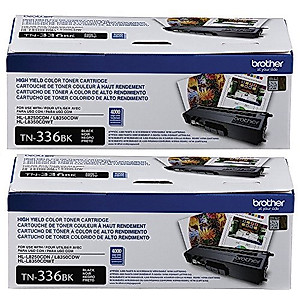 Brother Genuine TN336BK 2-Pack High Yield Black Toner Cartridge with Approximately 4,000 Page Yield/Cartridge