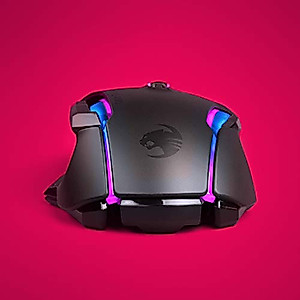 ROCCAT Kone AIMO Remastered PC Gaming Mouse, Optical, RGB Backlit Lighting, 23 Programmable Keys, Onboard Memory, Palm Grip, Owl Eye Sensor, Ergonomic, LED Illumination, Adjustable to 16,000 DPI-Black