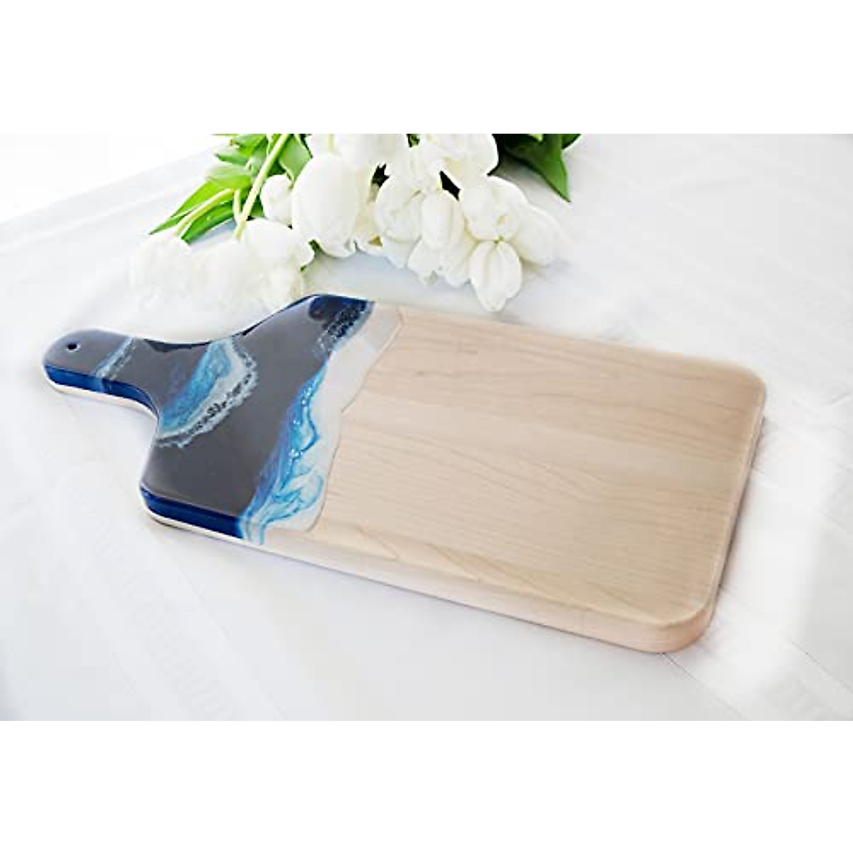 Ocean Theme Wood Cutting Board with handle or Cheese Serving Board Party Tray Coastal Decor