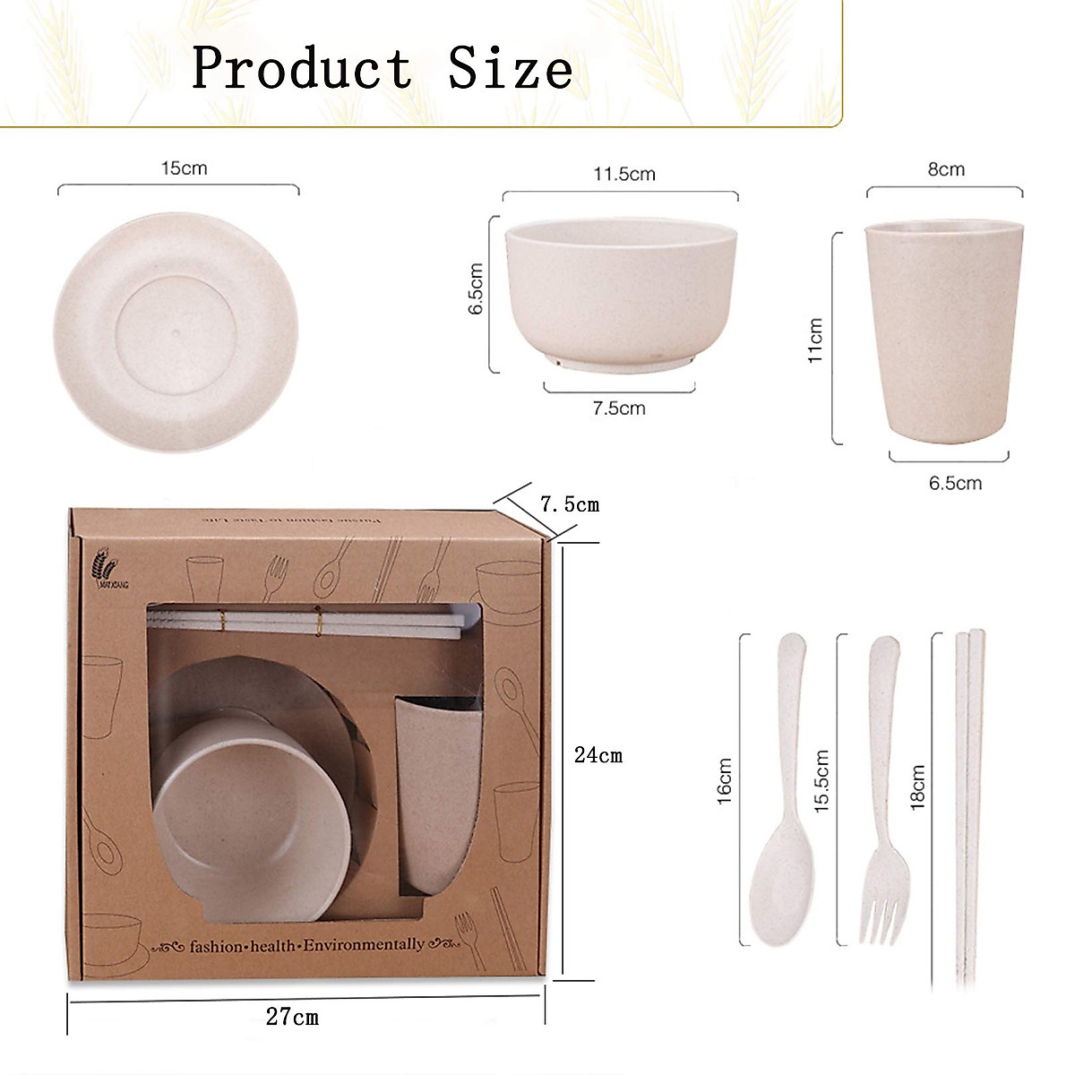 Cutlery Set, Drop Resistant, High Temperature Resistant, Spoon, Fork, Chopsticks 6 Pieces