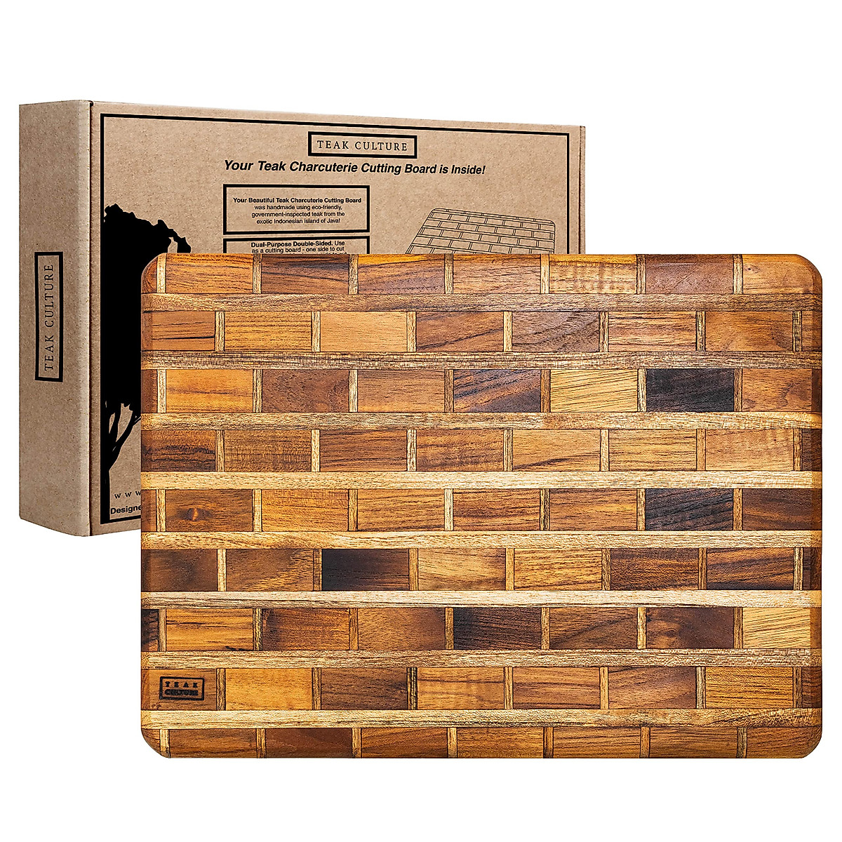 Artisanal Teak Charcuterie, Cutting, Cheese & Bread Board, Handmade,16x12x1, for Slicing, Dicing & Food Serving