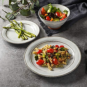 Gibson Elite Terranea Round Reactive Glaze Terra Cotta Dinnerware Set, Service for Four (12pcs), White