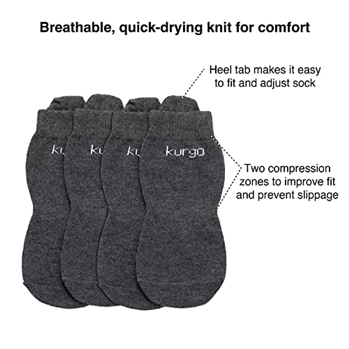 Kurgo Blaze Dog Socks - Stretch Socks for Dog Shoes - Makes Putting On Dog Shoes Easier - Pet Socks for Outdoors - Heel Tab, Fast Drying Fabric, Secure Fit - Small