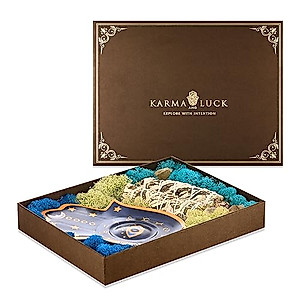 KARMA AND LUCK, Sage Boxes with Hamsa Plates for Energizing and Protecting Your Space, Gift your loved one's (Omniscient Energy)