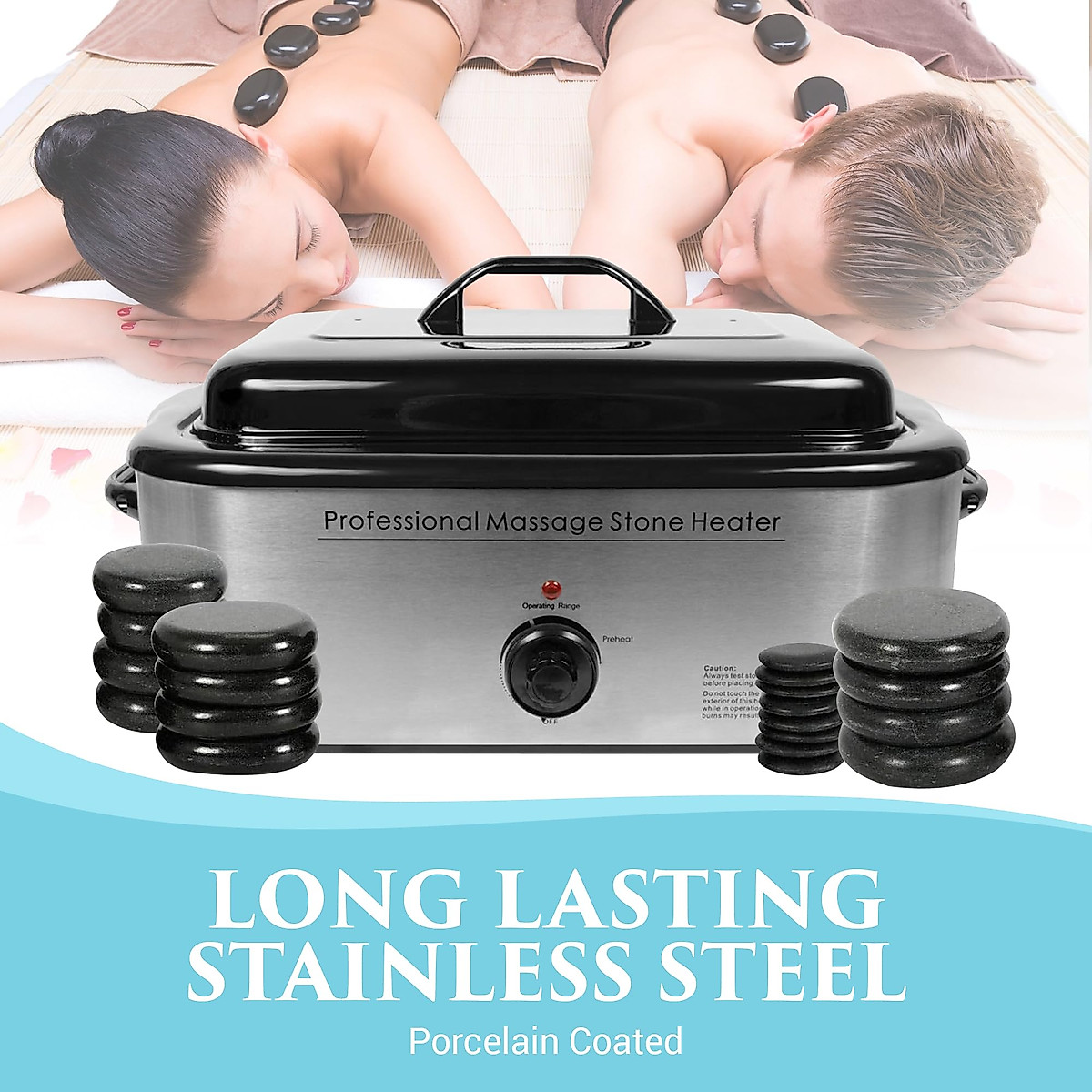 NRG Professional Hot Stone Warmer for Massage Therapy, 18 Quart - Hot Stone Heater Hot Stones Warmer Massage Stone Heater Massage Stone Warmer Massage Accessories - Adjustable Temperature Control