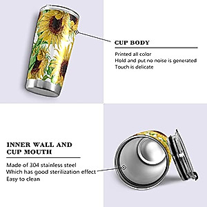 susiyo Yellow Sunflowers Painted 20 oz Vacuum Tumbler with Flip Lid and Straw Stainless Steel Water Bottle Reusable Insulated Drinking Cup Iced Coffee Travel Mug