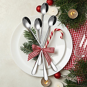 12 Pcs Long Handle Ice Tea Spoon, 9 Inch Food Grade Stainless Steel Cocktail Stirring Spoons, Ice Cream Spoon, Mixing Spoon, Long Spoon, Dessert Spoon