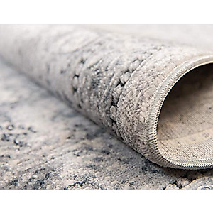 Unique Loom Chateau Collection Victorian, Textured, Vintage, Traditional, Distressed Area Rug, 10 ft x 14 ft (5 in), Navy Blue/Ivory