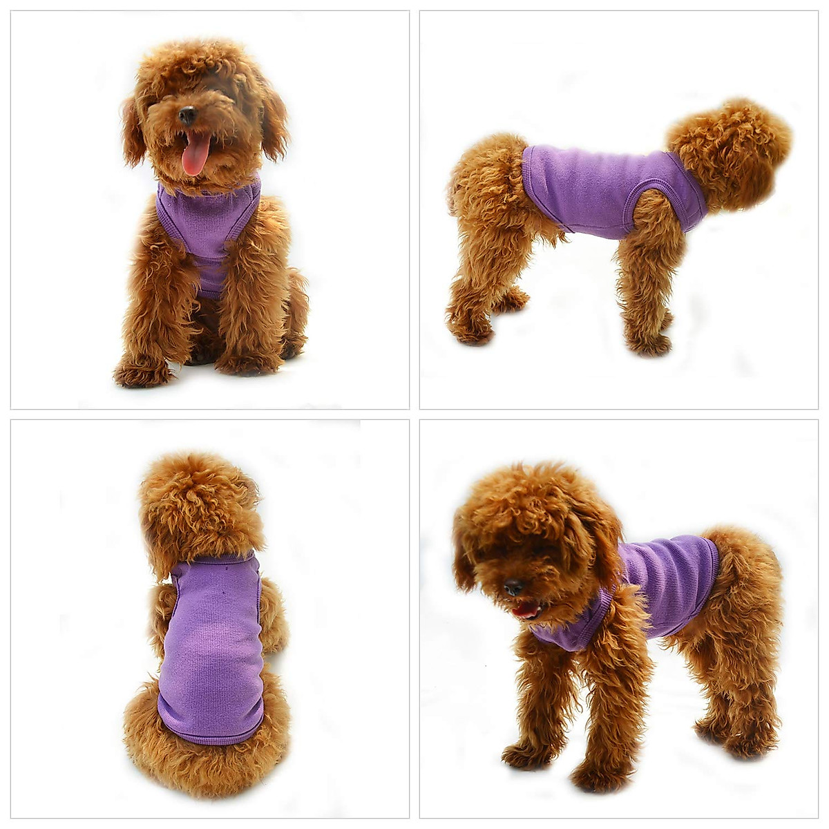 Lovelonglong 2019 Summer Pet Clothing, Dog Clothes Blank T-Shirts Ribbed Tanks Top Thread Vests for Large Medium Small Dogs 100% Cotton Purple L