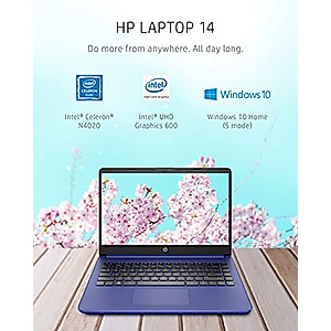 HP 14 Laptop, Intel Celeron N4020, 4 GB RAM, 64 GB Storage, 14-inch HD Touchscreen, Windows 10 Home, Thin & Portable, 4K Graphics, One Year of Microsoft 365 (14-dq0050nr, 2021, Indigo Blue)