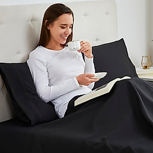 Nestl Microfiber King Pillowcase, 2 - 1800 Thread Count, Soft, Wrinkle Free, Fade Resistant, Envelope Closure, Set of 2, Black, 20x40 Inches