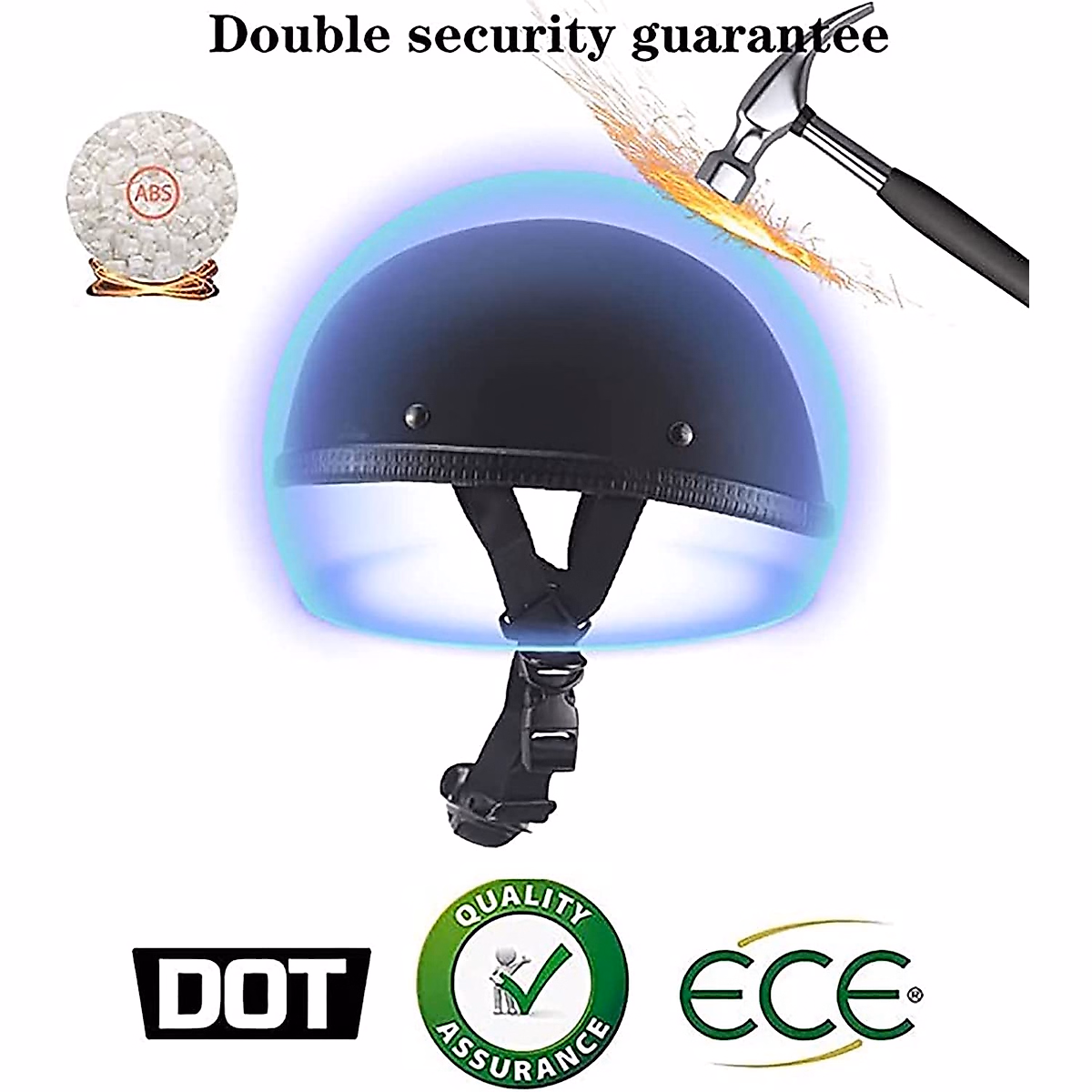 Motorcycle Half Helmet, DOT Approved Adult Men Women Retro Open Face Bike-Helmets, Bicycle/Skateboard Helmet for Adults, Bike, Skate, Scooter, Longboard Half Shell Helmet (Matte Black, Medium)