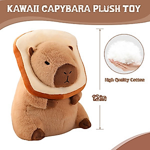 NXNYNZ Cute Capybara Plush Kawaii Soft Capybara Plush Doll Pillow with Bread Capybara Stuffed Aniamls Toys for Girls Kids Adults Birthdays Valentines Gift 12 inch