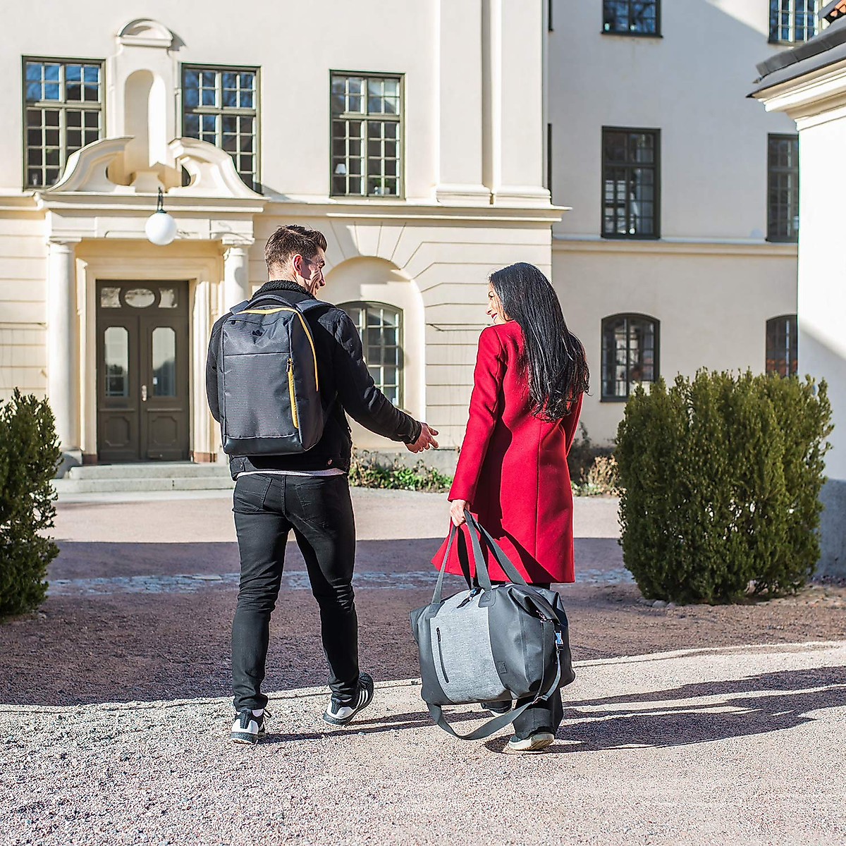 The Friendly Swede Exclusive HÅGA Waterproof Overnight Duffle Bag, Gym Bag, Travel Bag, Weekender Bags for Women, Carry On Bag, Travel Bags for Women and Men - Urban Chic - 15.6" Laptop Pocket - 30L