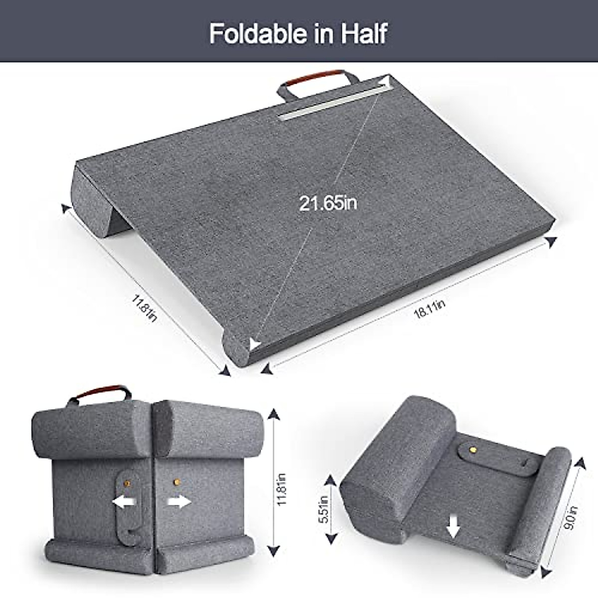 Folding Laptop Lap Desk, Laptop Stand for Lap, Laptop Table for Bed Sofa, Gray