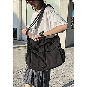 Large Hobo Bag Crossbody Shoulder Bag with Multiple Pockets Canvas Messenger Tote Bag for Women and Men