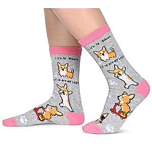 HAPPYPOP Funny Corgi Gifts for Corgi Lovers Women, Novelty Corgi Socks Crazy Silly Fun Socks