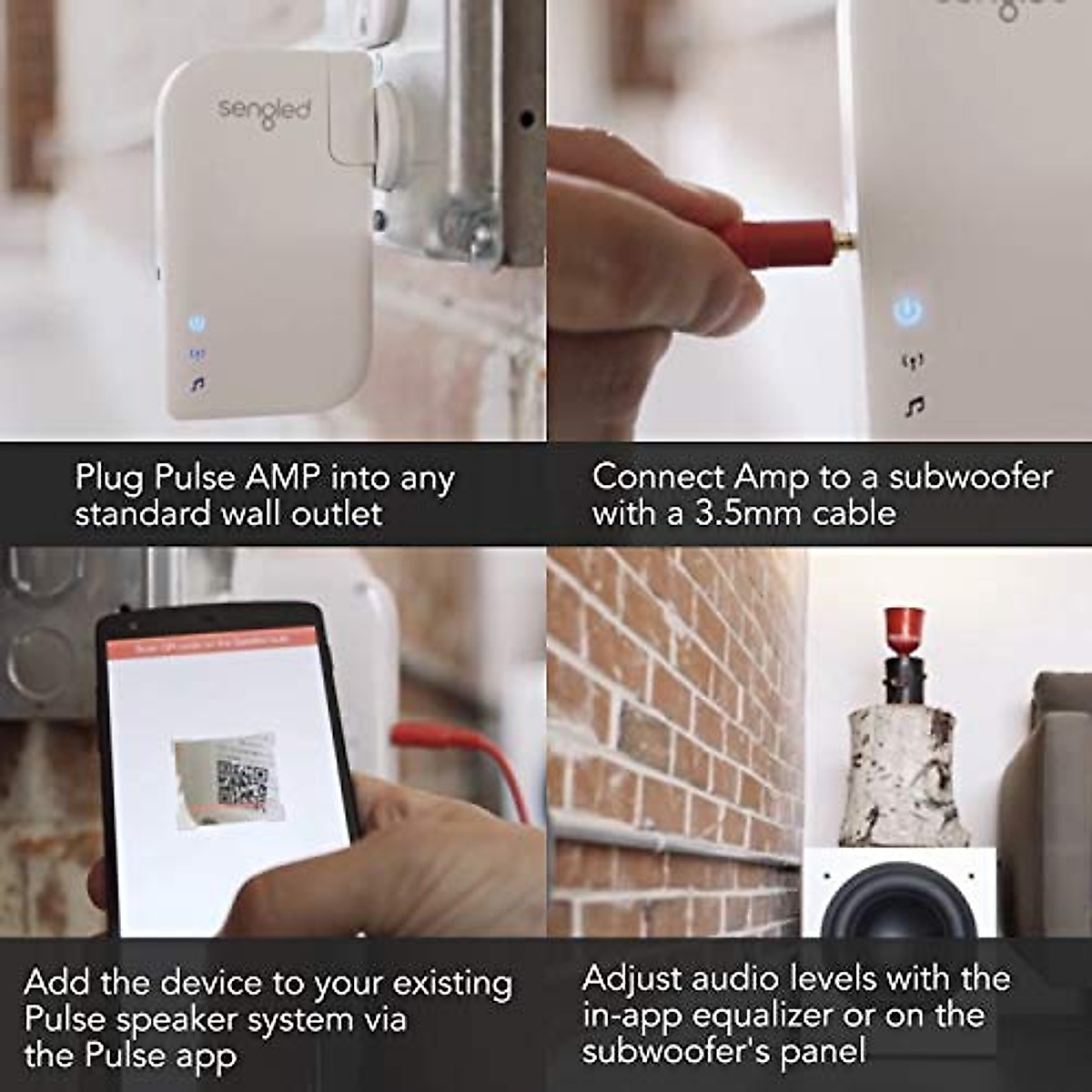 Sengled Pulse AMP Wireless Subwoofer Audio Adapter Enhance The Bass of a Pulse Sound Speaker System, Requires Master Bulb Pair, 1 Year Limited Warranty, White