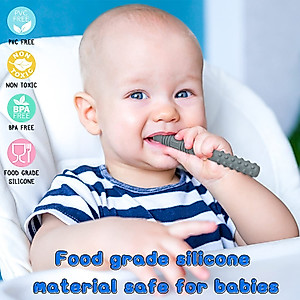 4Pcs Sensory Chew Necklaces Car Teether Shark Tooth Food Grade Silicone Teething Chewing Toy Dinosaur Chewable Pendant for Infant Nibble Oral Motor Autism ADHD Boy Girl Kids