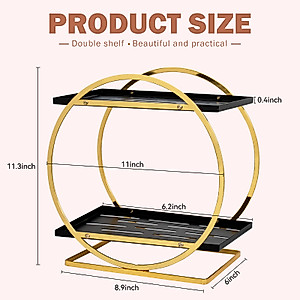 Hugnew Perfume Organizer for Dresser, 2 Tier Makeup Organizer for Vanity, Bathroom Counter Organizer, Cosmetic Display Storage Gifts for Women (Black Gold)