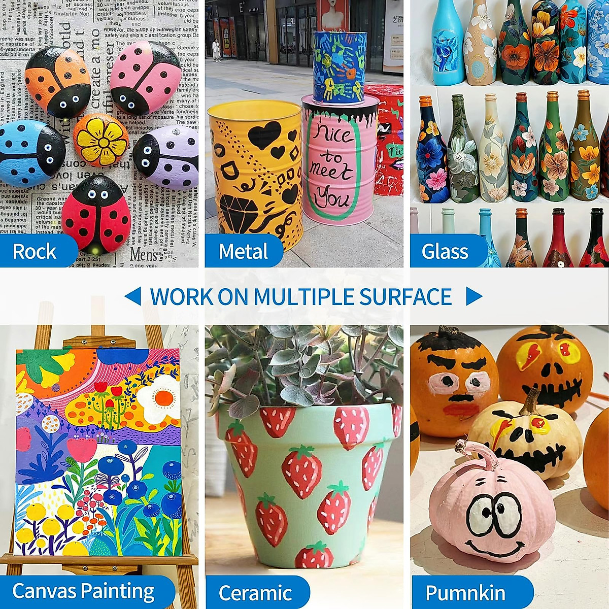 Zobbx Permanent Paint Pens Markers - 18 Colors Dual Tip Oil Based Waterproof Paint Marker for Metal Glass Plastic Wood Canvas Rock Painting, Stocking Stuffers Art and Craft Supplies