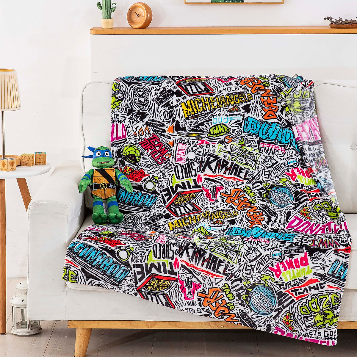 Northwest Teenage Mutant Ninja Turtles Character Hugger Pillow & Silk Touch Throw Blanket Set, 40" x 50", Sketched Out