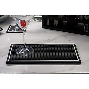 Highball & Chaser Bar Mat 12in x 6in. 1cm Thick Durable and Stylish Bar Mat for Spills, Service Mat for Coffee, Bars, Restaurants CounterTop Dish Drying Mat, Glass Drying Mat (1 Pack)