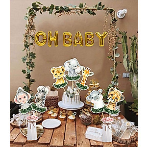 24Pcs Safari Centerpiece Sticks, Jungle Animals Baby Shower Party Decorations Table Toppers for Boys Kids, Safari Themed Party Supplies, Wild One Birthday Party Decorations