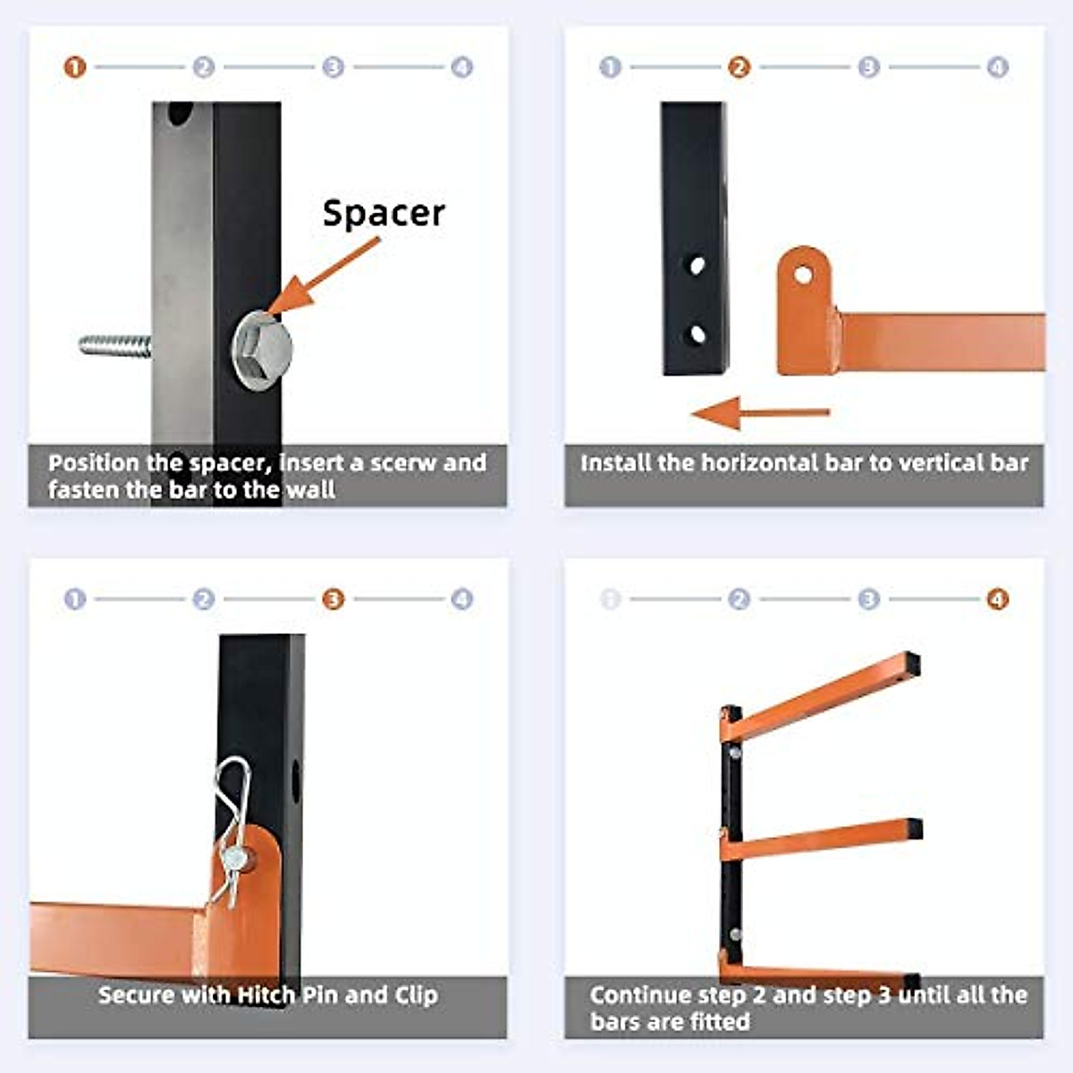 Homydom Wood Organizer and Lumber Storage Metal Rack & Garage Storage System Utility Organizer Wall Amount with Hooks